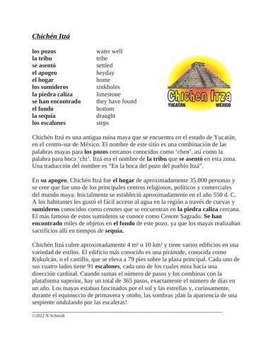 Chichén Itzá Lectura: Spanish Cultural Reading (Maya/Ruins) | Teaching ...
