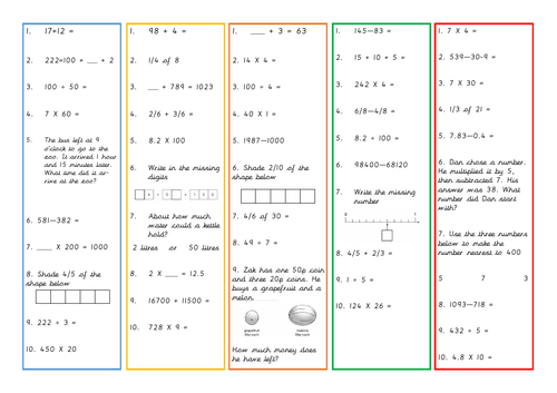 WEEK 1: KS2 Maths Warm up / Activity strips | Teaching Resources