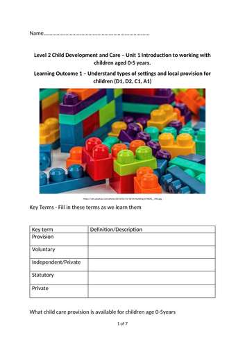 NCFE CACHE L2 Technical Award Child Development and Care Unit 1 LO1 ...