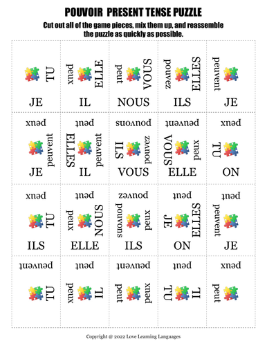 French Verb Pouvoir Puzzle Activity - Present Tense Conjugation ...