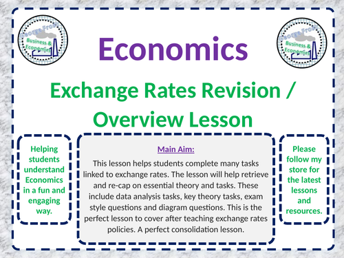 Exchange Rates Overview Revision Lesson - A3 Worksheets | Teaching ...