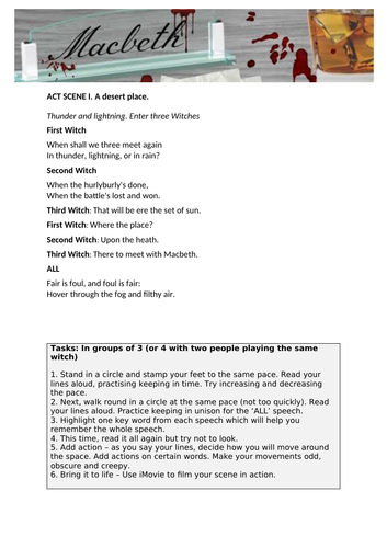 Macbeth Group Drama Tasks | Teaching Resources