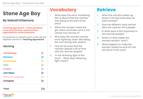 Reading Skills - Stone Age Boy | Teaching Resources