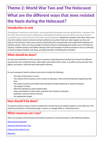 World War Two and the Holocaust - SoL | Teaching Resources