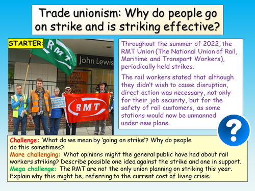 Striking - Trade Unionism | Teaching Resources