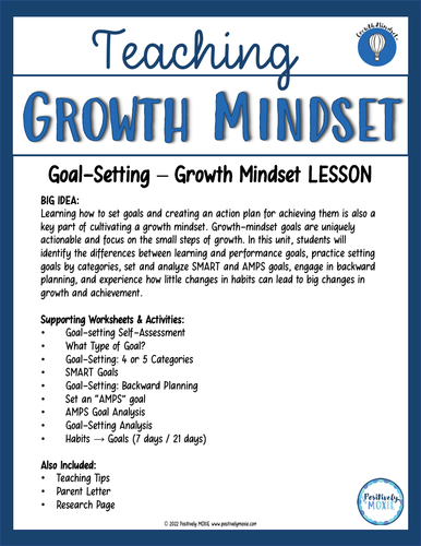 Growth Mindset Goals for Students | Teaching Resources