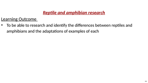Reptiles and amphibians classification and adaptations research lesson ...