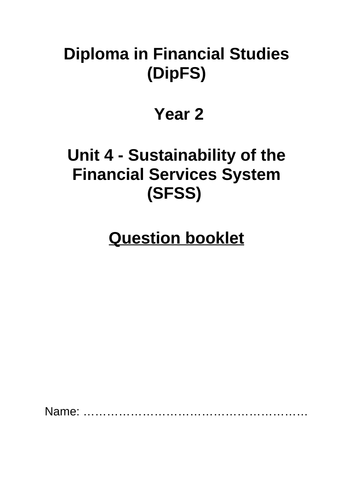LIBF DipFS Financial Studies Unit 4 (SFSS) Assessment Booklet + Answers ...