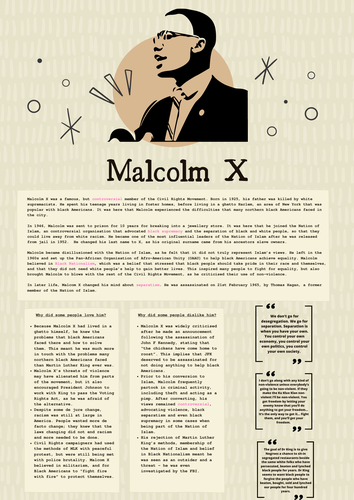 Malcolm X Information Sheet | Teaching Resources