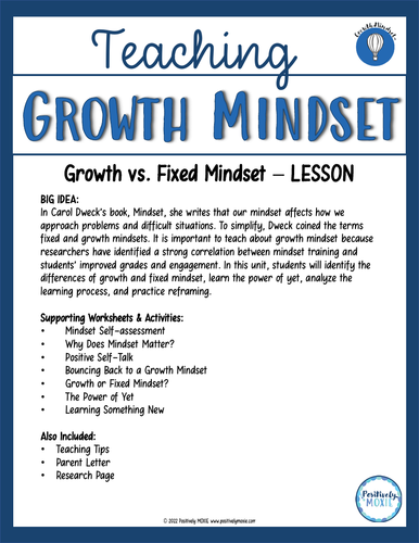 Growth Mindset vs. Fixed Mindset | Teaching Resources