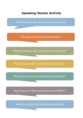 Was hast du in den Sommerferien gemacht? - Speaking Starter Activity ...