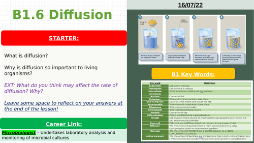 Aqa Gcse New Specification B1 6 Diffusion Teaching Resources