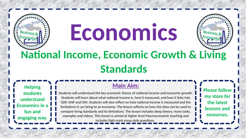 National Income, Economic Growth & Living Standards | Teaching Resources