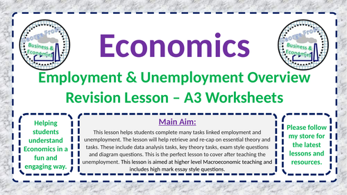 Employment & Unemployment Overview Revision Lesson | Teaching Resources