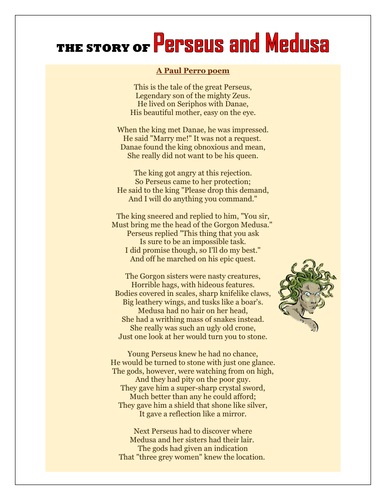 Perseus and Medusa Poem - Whole Class Reading Session! | Teaching Resources