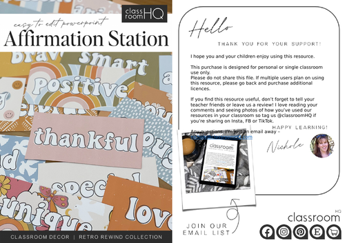 RETRO REWIND Affirmation Station Pack | Retro Classroom Decor ...