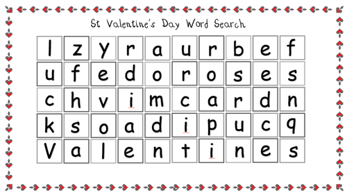 St Valentine's Word Search Activities | Teaching Resources