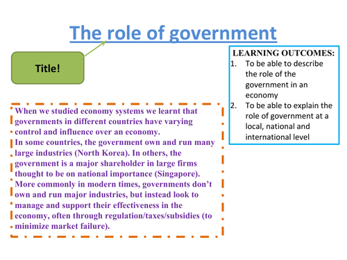 4.1 The role of government (IGCSE Economics) | Teaching Resources