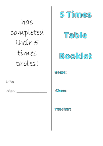 Multiplication Booklet (5 times tables) | Teaching Resources