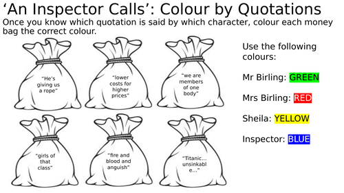 An Inspector Calls Colouring Starter | Teaching Resources