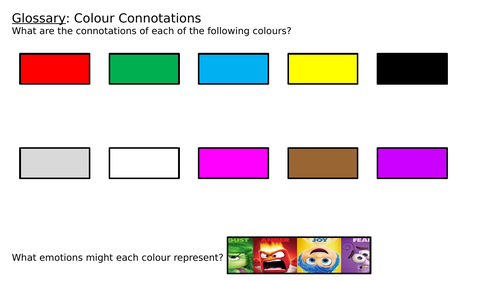 English - colour connotations starter | Teaching Resources