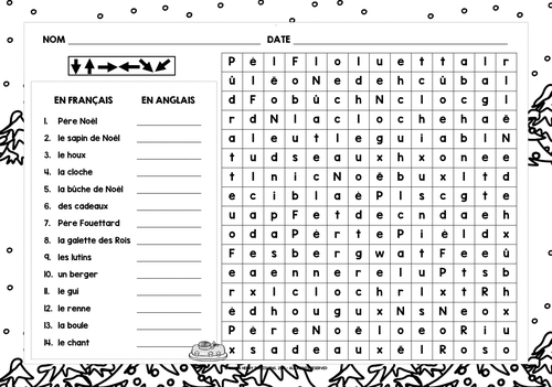 FRENCH CHRISTMAS WORD SEARCH FREEBIE | Teaching Resources