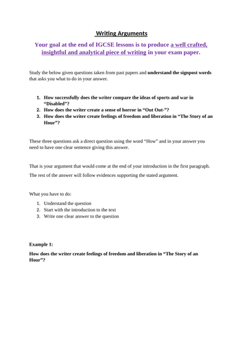 Writing Arguments- Edexcel IGCSE English Language A (Fiction ...