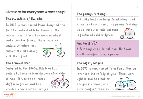 Year 2 Reading Skills - Bikes are for everyone! Aren't they? | Teaching ...