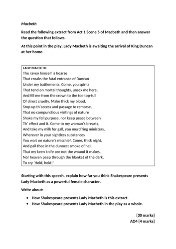 Macbeth Unit of Work (including revision activities) | Teaching Resources