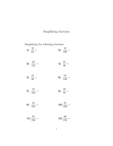 Simplifying fractions (harder) worksheet (with answers) | Teaching ...