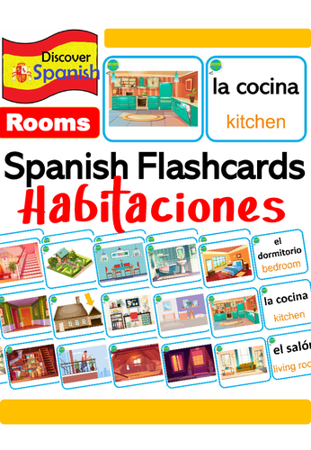 Spanish Flashcards - Las Habitaciones - Rooms of the House | Teaching ...