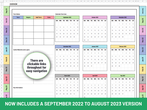 Editable Digital Teacher Planner & Monthly Calendar | 2022/23 | Google ...