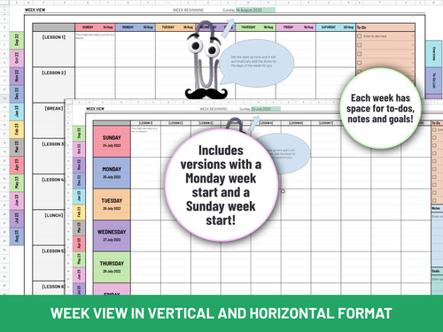 Editable Digital Teacher Planner & Monthly Calendar | 2022/23 | Google ...