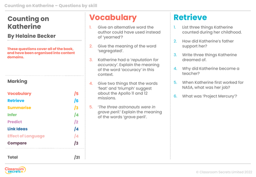 Reading Skills - Counting on Katherine | Teaching Resources