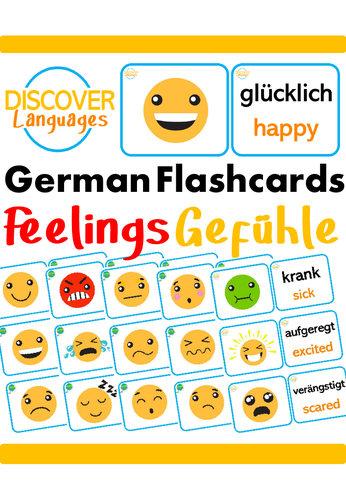 German Flash Cards - Feelings - Gefühle | Teaching Resources