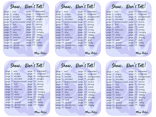 Show Don't Tell Me - English Descriptive Writing | Teaching Resources