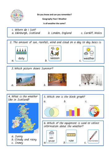 Y1 Geography Planning Weather | Teaching Resources