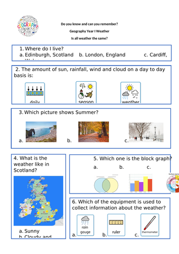 Y1 Geography Planning Weather | Teaching Resources