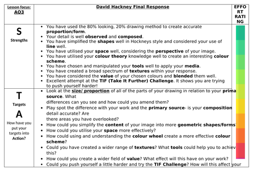 STAR Feedback Example | Teaching Resources