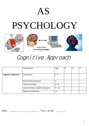 WJEC Psychology Unit 1: Cognitive approach booklet | Teaching Resources