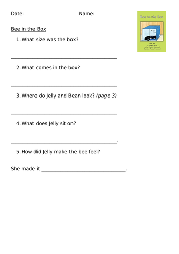 Bee in the Box (Jelly and Bean A Series Diagraphs) Comprehension ...