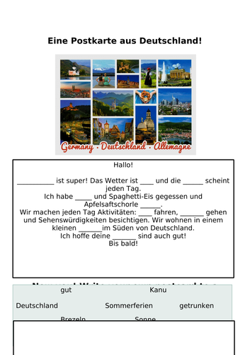 Eine Postkarte aus Deutschland ! Reading + Writing | Teaching Resources