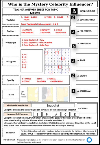 Marvel Escape Room | Teaching Resources