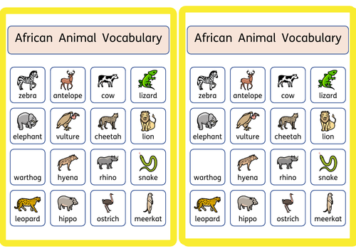 African Animal Vocabulary | Teaching Resources