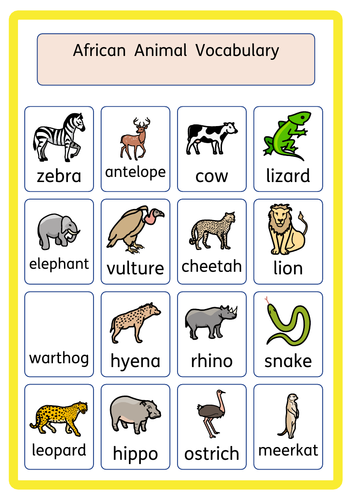 African Animal Vocabulary | Teaching Resources