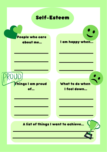 Mental Health Worksheet Self-Esteem | Teaching Resources