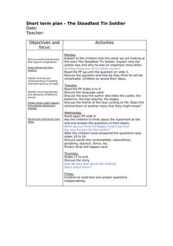 The Steadfast Tin Soldier by Hans Christian Anderson | Teaching Resources