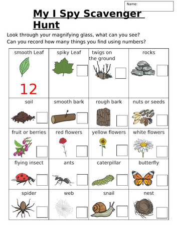 Scavenger Hunt I Spy Sheet | Teaching Resources