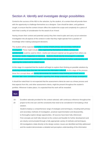 AQA A-Level Design & Technology; Product Design Specification ...