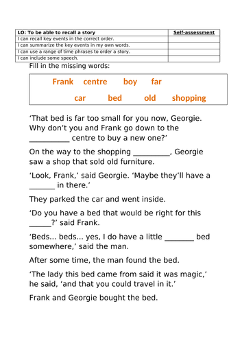 The Magic Bed Week 2 resources | Teaching Resources